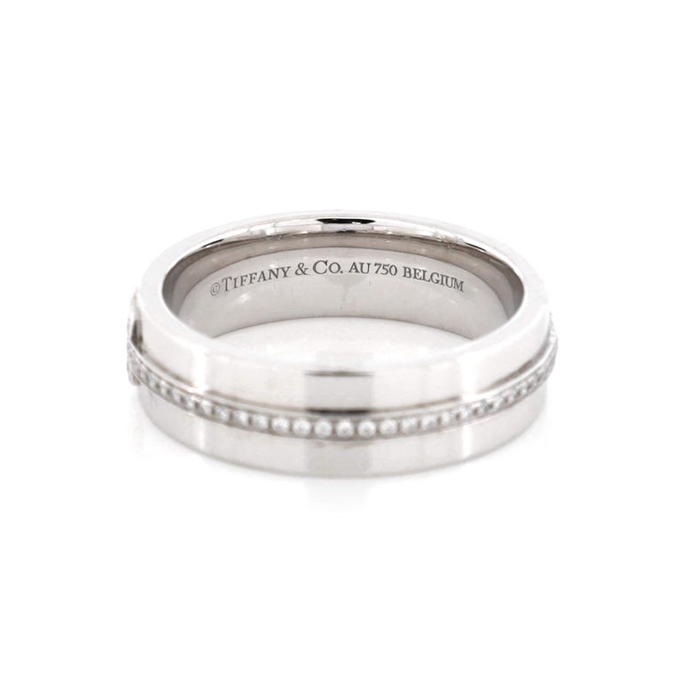 Tiffany and Co. T Two Ring 18k White Gold and Diamonds Wide For Sale at 1stDibs