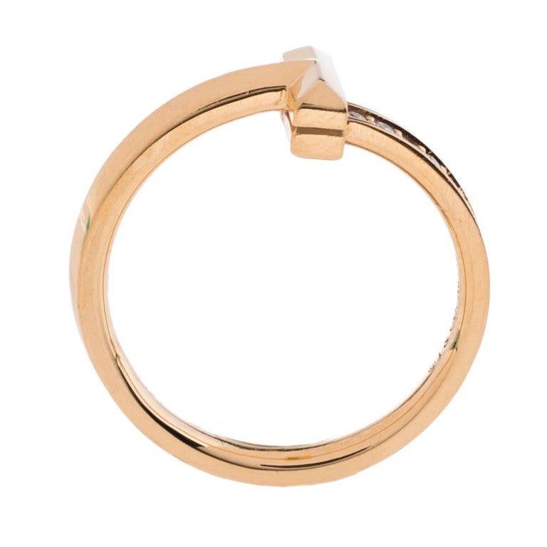 Tiffany and Co. T1 Diamond 18K Rose Gold Narrow Ring Size 54.5 at ...