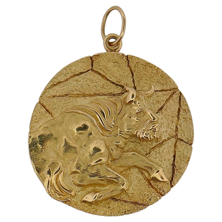 Tiffany and Co. Taurus Gold Pendant Astrological Zodiac at 1stDibs