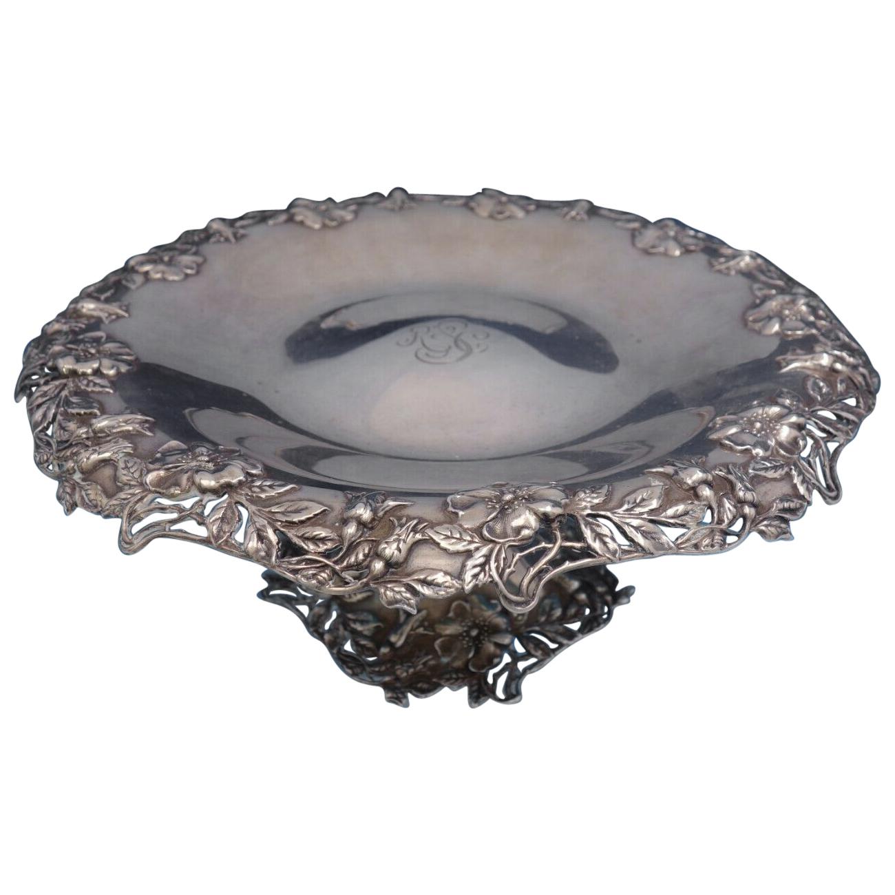 Tiffany and Co Tazza Compote with Cast Pierced Wild Roses #17166B-7910 ...
