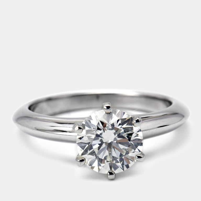 Tiffany and Co. The Tiffany Setting Diamond Platinum Solitare Ring Size ...