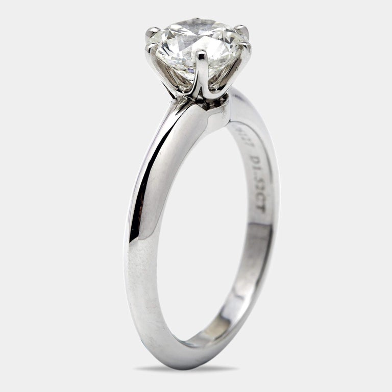 Tiffany and Co. The Tiffany Setting Diamond Platinum Solitare Ring Size ...