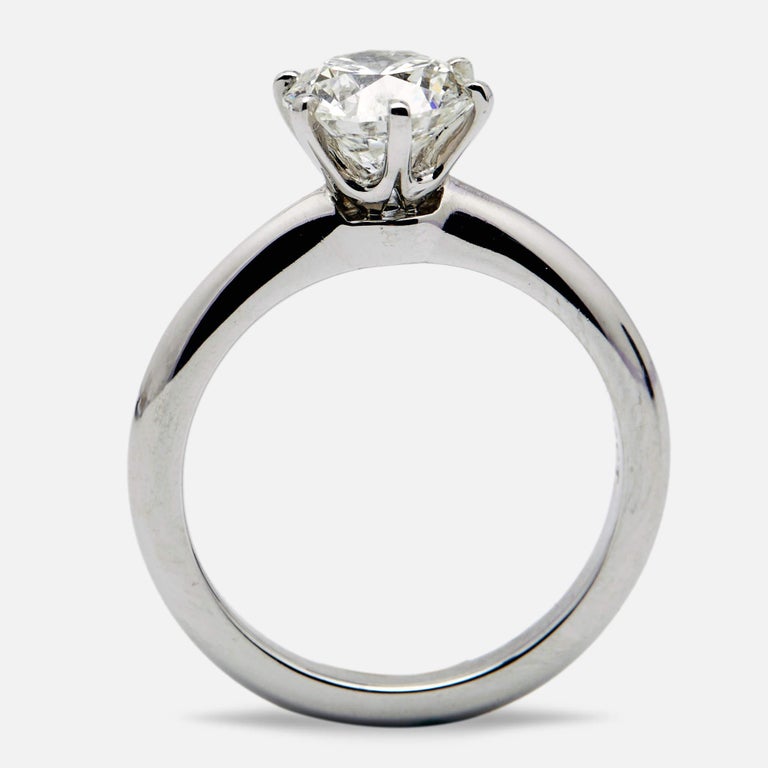 Tiffany and Co. The Tiffany Setting Diamond Platinum Solitare Ring Size ...