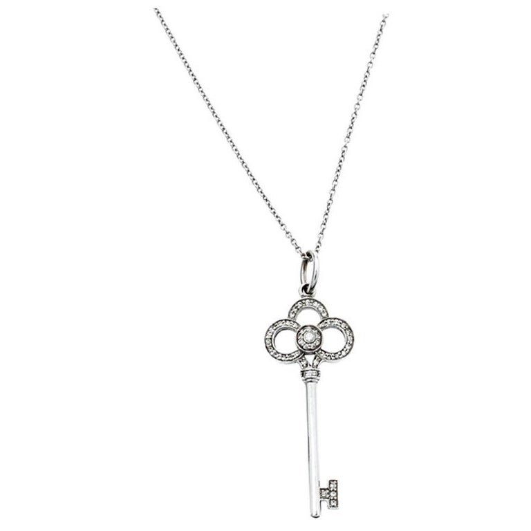 Tiffany and Co. Tiffany Keys Crown Key White Gold and Diamonds Necklace ...