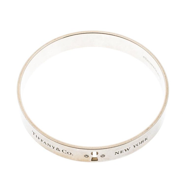 Tiffany and Co. Tiffany Locks Diamond and Silver Bangle Bracelet 18cm ...