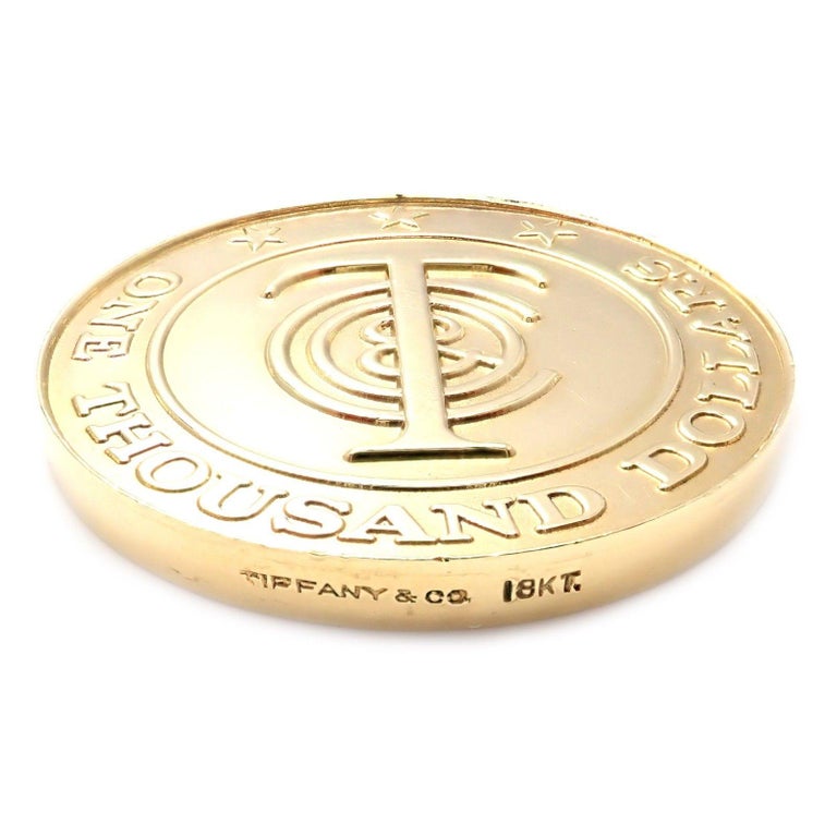 Tiffany and Co. “Tiffany Money” $1, 000 Solid Yellow Gold Token Coin at ...