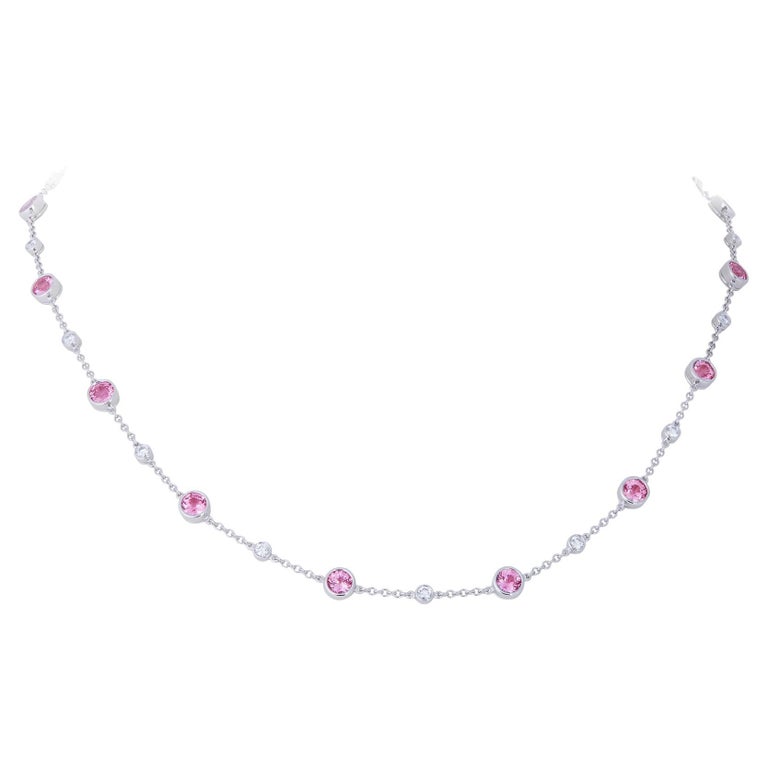 Tiffany and Co. 'Tiffany Swing' Pink sapphire and Diamond Necklace For ...