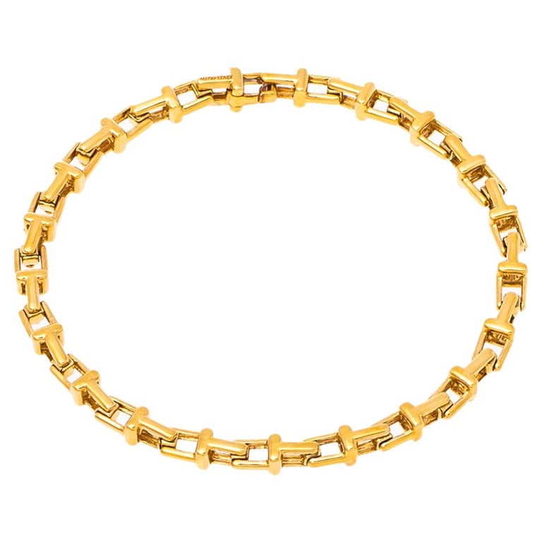Tiffany and Co. Tiffany T 18K Yellow Gold Narrow Chain Bracelet at 1stDibs