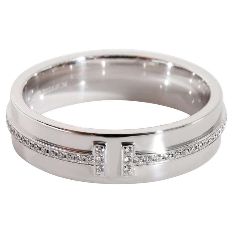 Tiffany and Co. Tiffany T Diamond Ring in 18k White Gold 0.12 CTW For Sale at 1stDibs