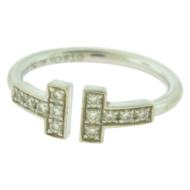 Tiffany and Co. Tiffany T Diamond Ring in 18 Karat White Gold For Sale at 1stDibs