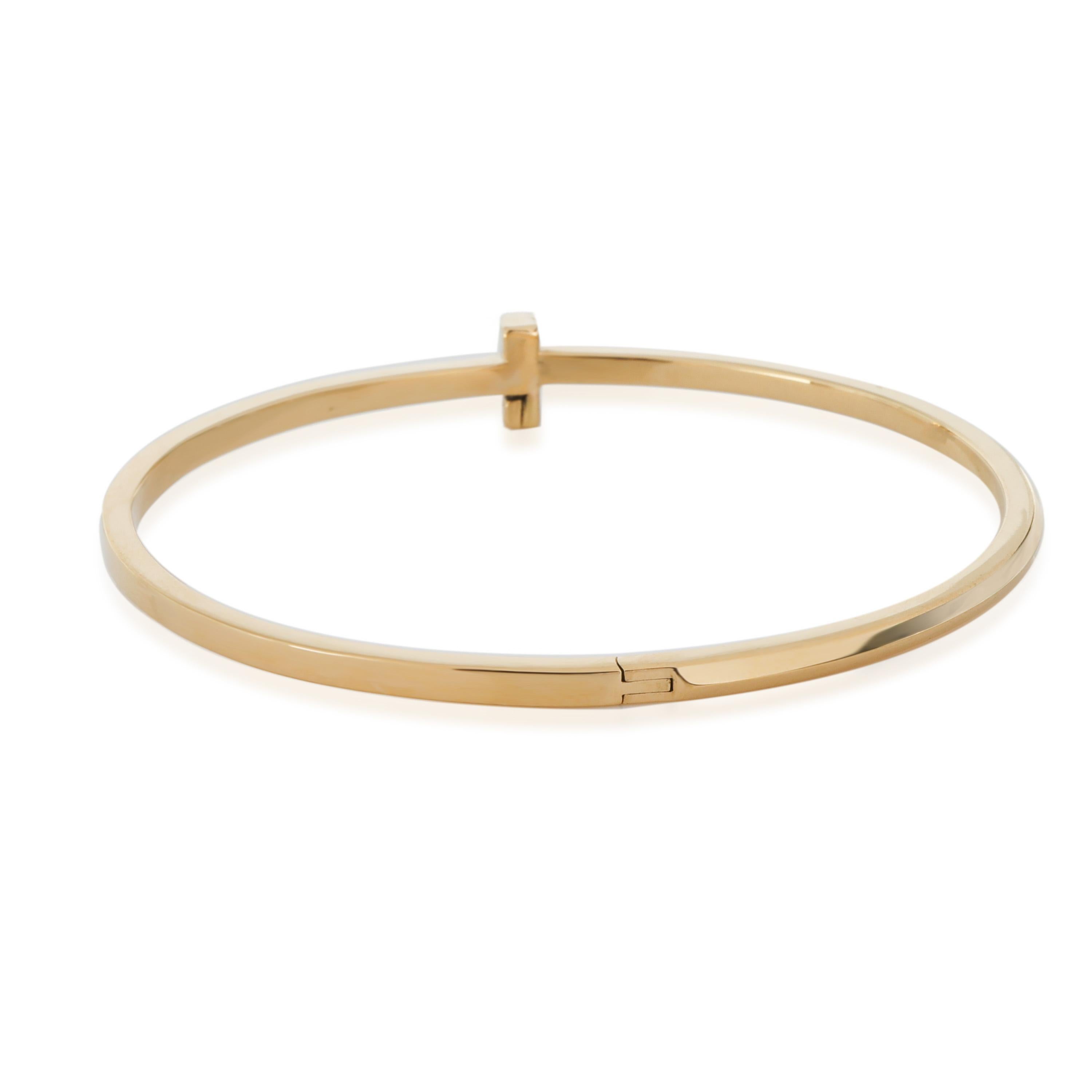 Tiffany and Co. Tiffany T Hinged Bangle in 18K Yellow Gold at 1stDibs
