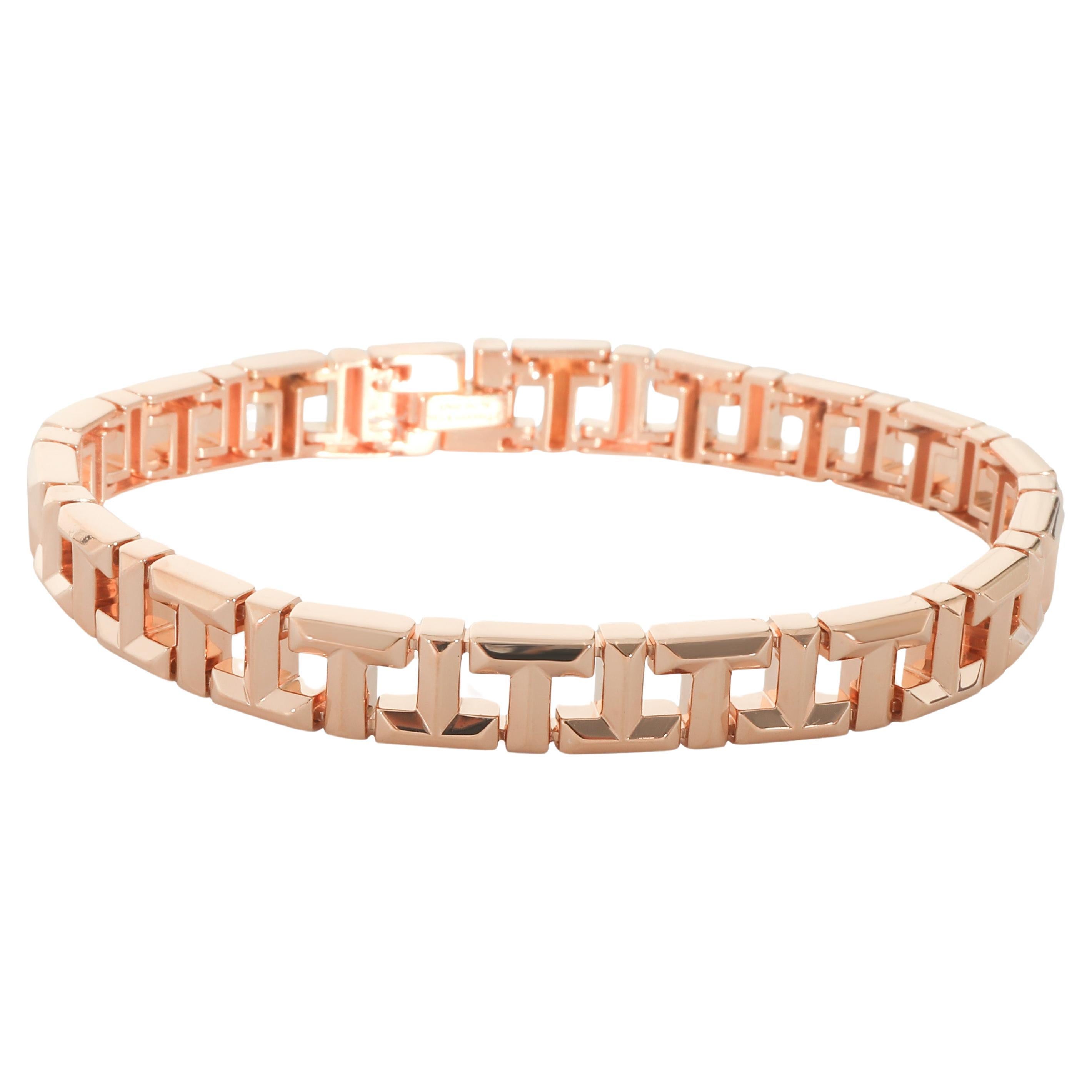 Tiffany and Co. Tiffany T Narrow Bracelet in 18K Rose Gold For Sale at ...