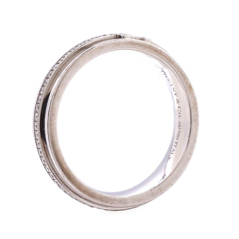 Tiffany and Co. Tiffany T Ring 18k White Gold and Diamonds Narrow For Sale at 1stDibs