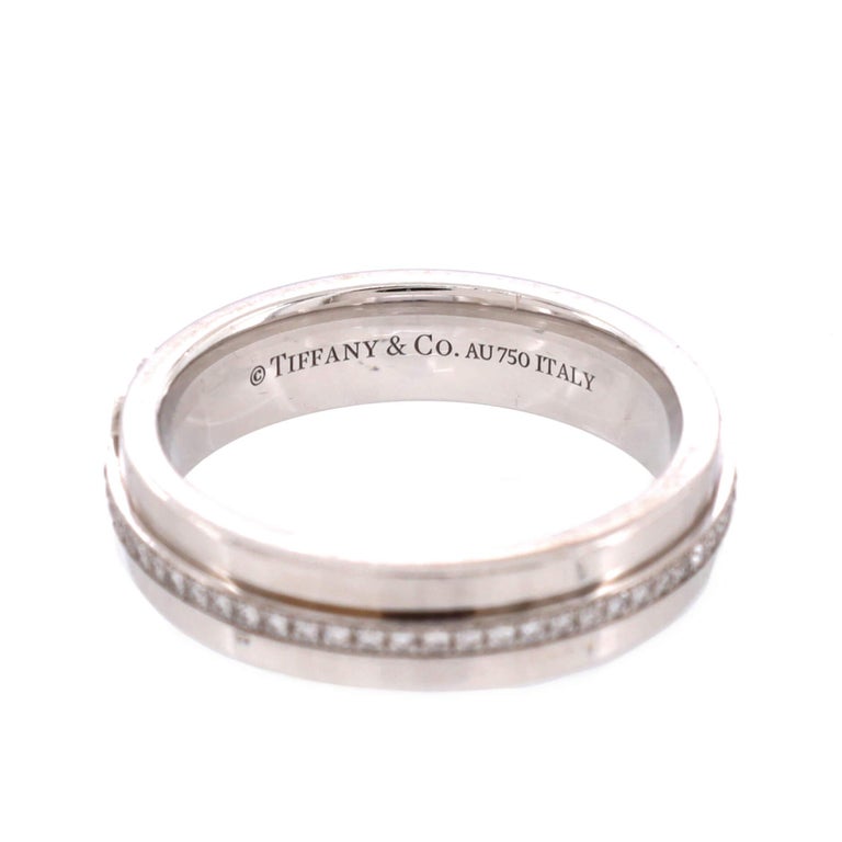 Tiffany and Co. Tiffany T Ring 18k White Gold and Diamonds Narrow For Sale at 1stDibs