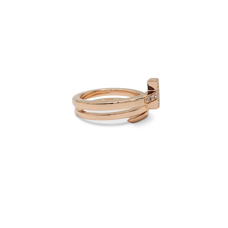 Tiffany and Co. 'Tiffany T' Rose Gold and Diamond Square Wrap Ring at ...