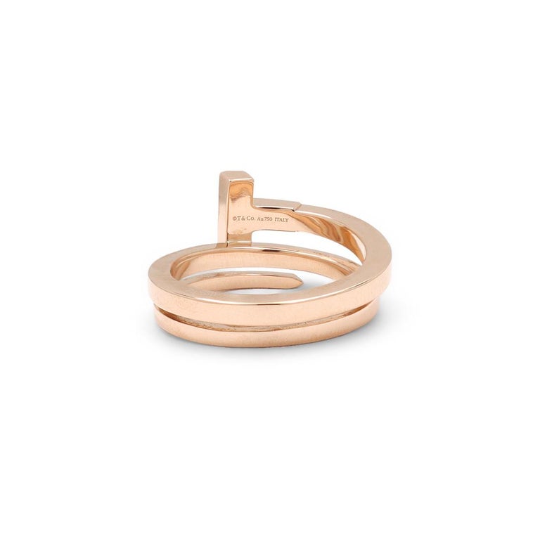 Tiffany and Co. Tiffany T Rose Gold and Diamond Square Wrap Ring at ...