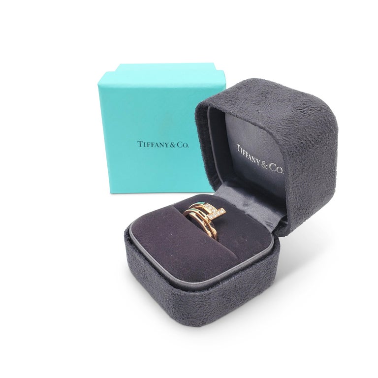 Tiffany and Co. 'Tiffany T' Rose Gold and Diamond Square Wrap Ring at ...