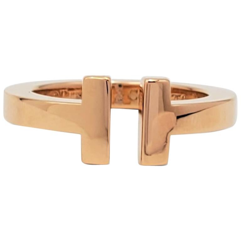 Tiffany and Co. 'Tiffany T' Square Rose Gold Ring at 1stDibs