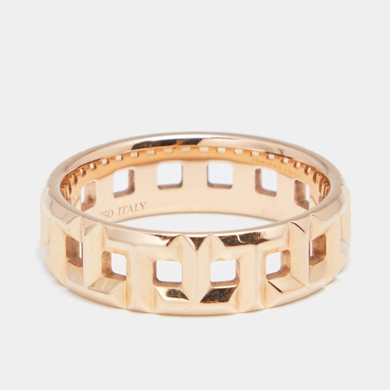 Tiffany and Co. Tiffany T True Wide 18K Rose Gold Band Ring 51 For Sale ...
