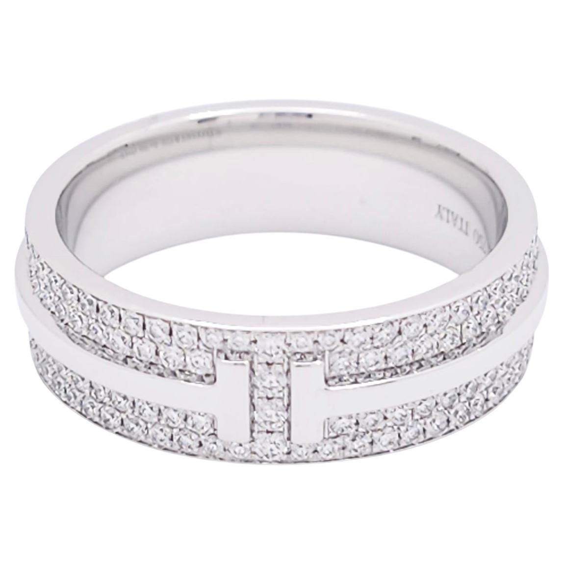 Tiffany and Co. 'Tiffany T' Wide Pave Diamond Band For Sale at 1stDibs