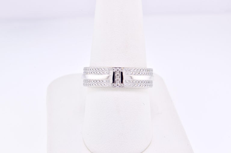 Tiffany and Co. Tiffany T Wide Pave Diamond Band Ring in 18 Karat White Gold at 1stDibs | wide ...