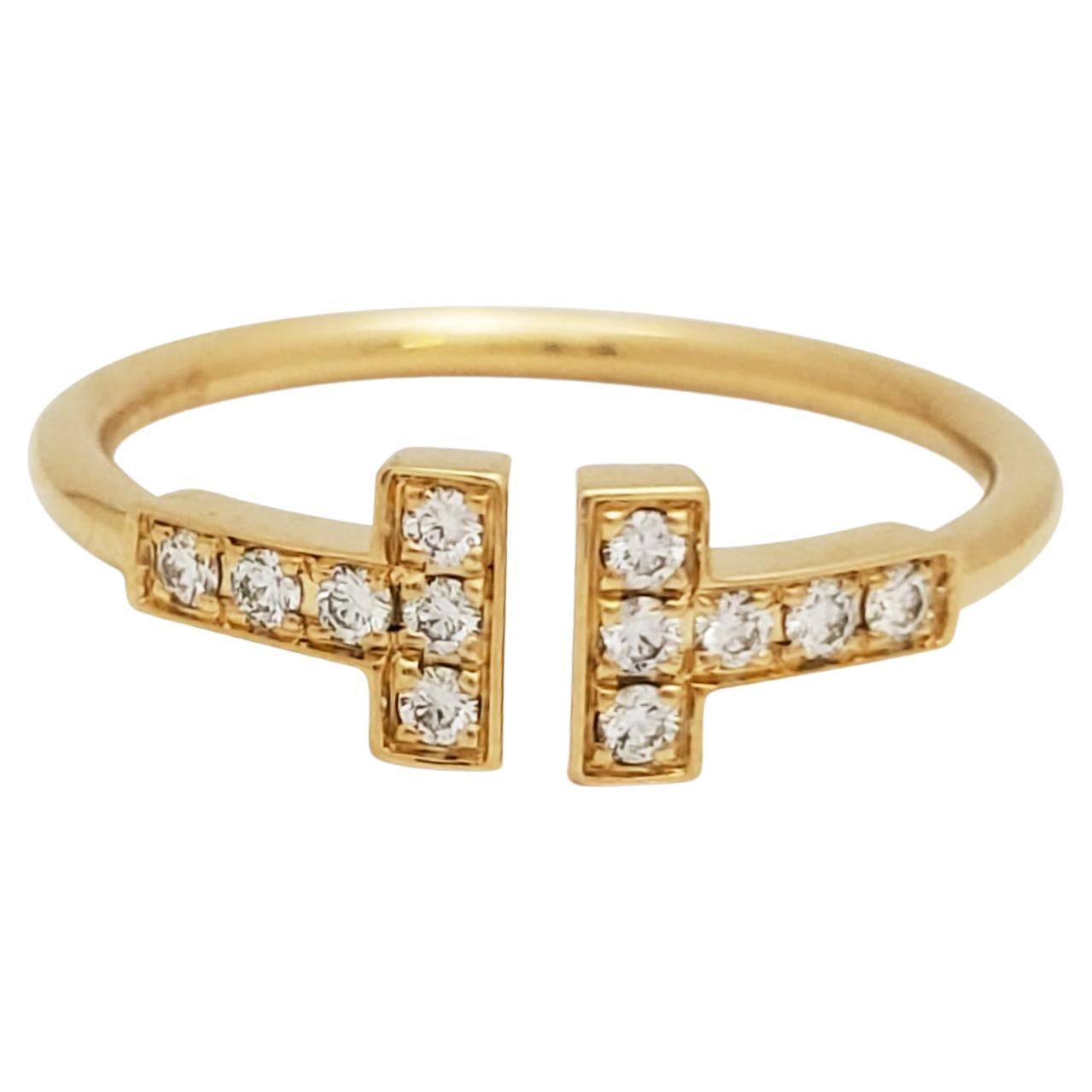 Tiffany and Co. 'Tiffany T' Yellow Gold and Diamond Ring at 1stDibs