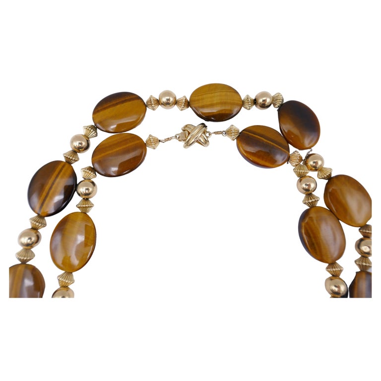 Tiffany and Co. Tiger Eye Gold Necklace For Sale at 1stDibs
