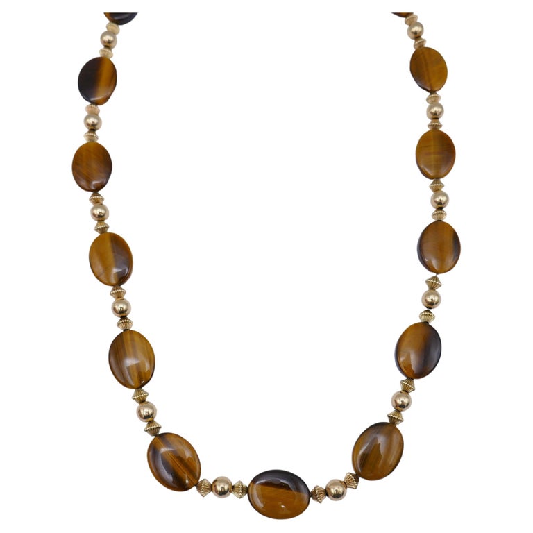 Tiffany and Co. Tiger Eye Gold Necklace For Sale at 1stDibs