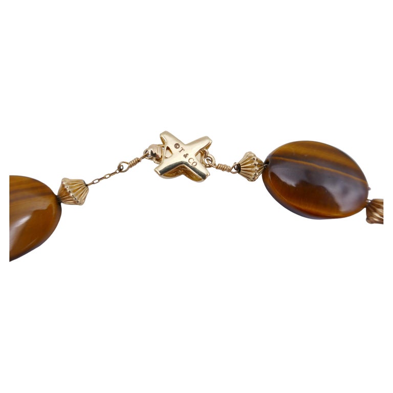 Tiffany and Co. Tiger Eye Gold Necklace For Sale at 1stDibs