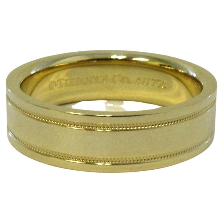 TIFFANY and Co. Together Platinum 18K Yellow Gold 6mm Milgrain Wedding Band Ring 8 For Sale at ...