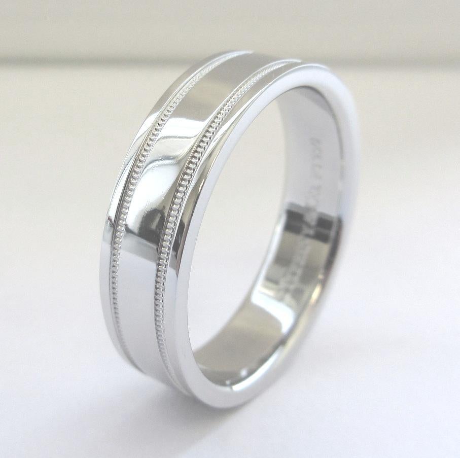 TIFFANY and Co. Together Platinum Double Milgrain Wedding Band Ring 12 ...