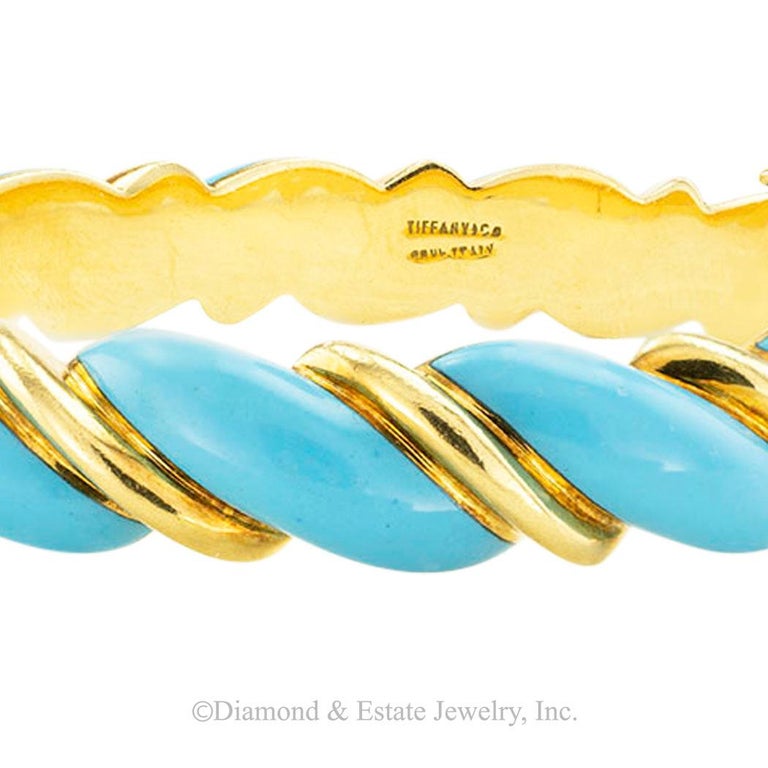 Tiffany and Co. Turquoise Enamel Bangle Bracelet at 1stDibs