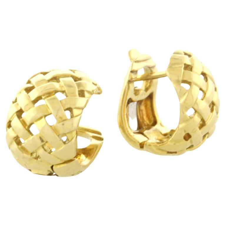 Tiffany and Co. Vanneries Basket Weave Huggie Earrings For Sale at 1stDibs