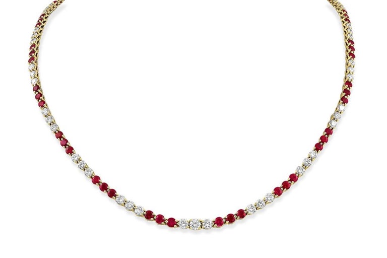 Tiffany and Co. Victoria Collection Ruby Diamond Necklace For Sale at ...