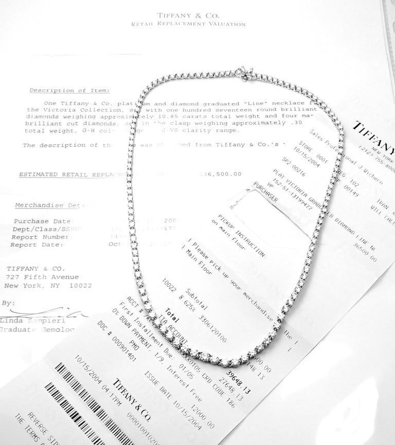 Tiffany and Co. Victoria Diamond Graduated Line Platinum Necklace at ...