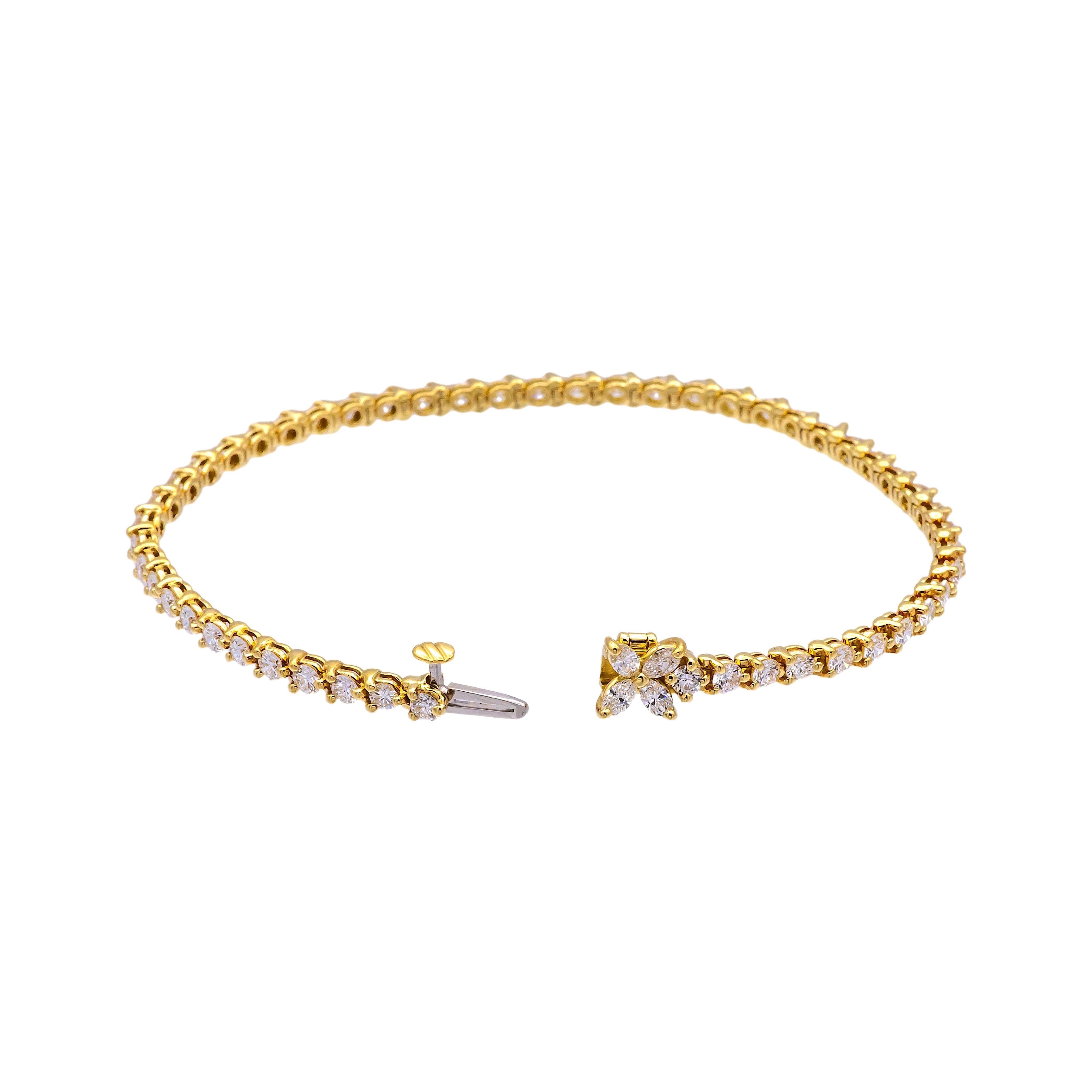 Tiffany and Co. Victoria Diamond Line Bracelet in 18K Yellow Gold 3.08 ...