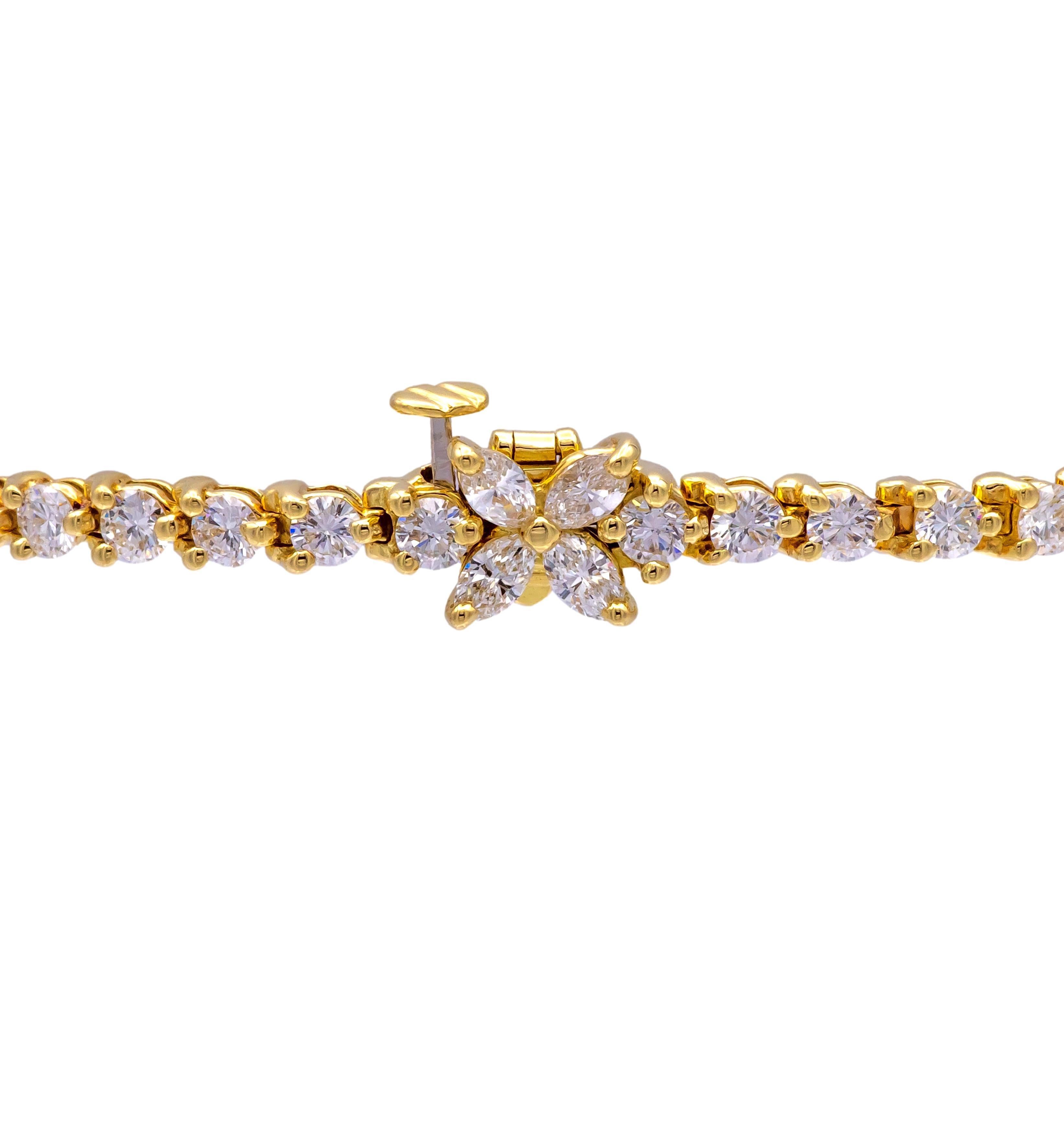 Tiffany and Co. Victoria Diamond Line Bracelet in 18K Yellow Gold 3.08 ...