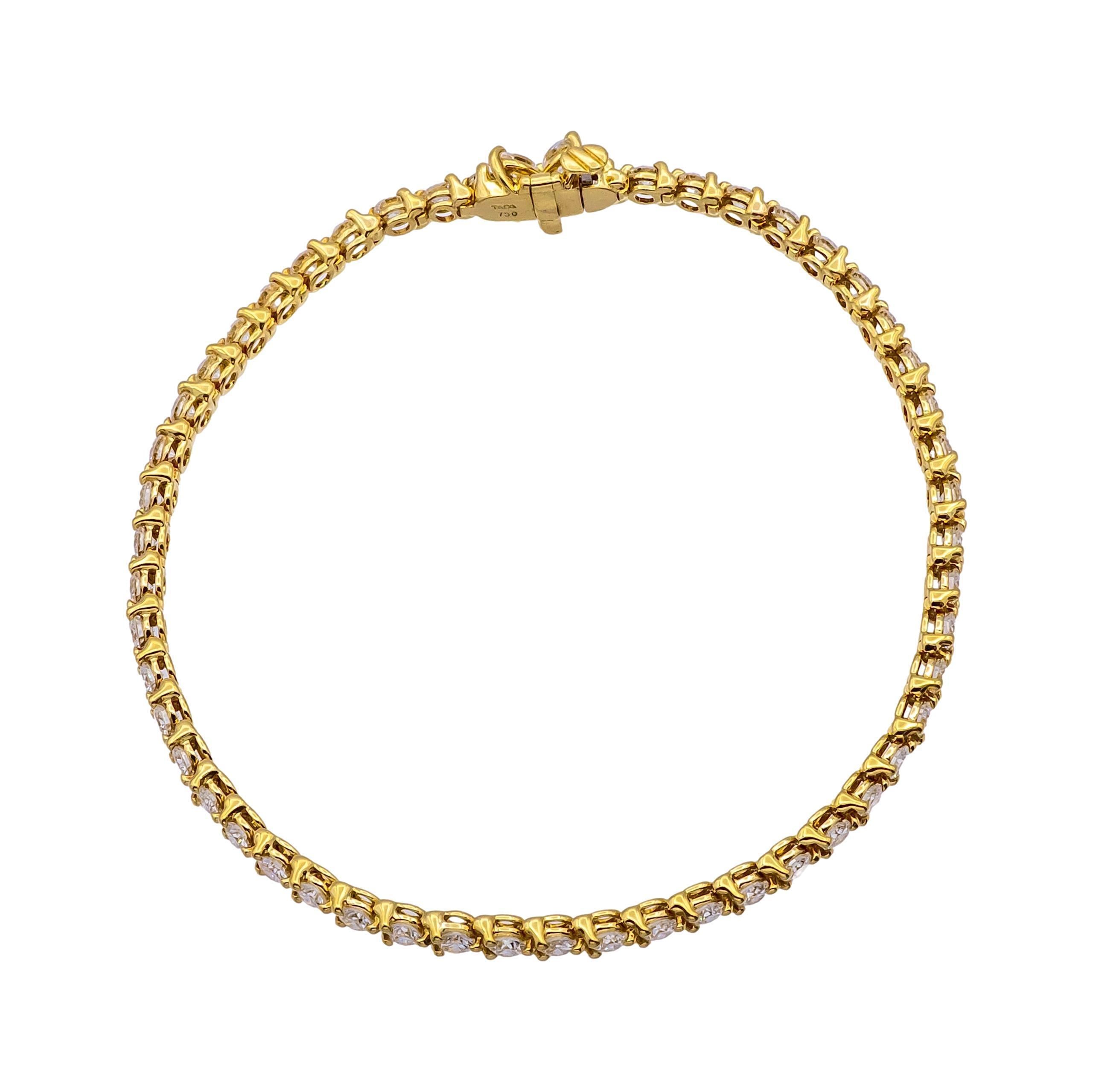 Tiffany and Co. Victoria Diamond Line Bracelet in 18K Yellow Gold 3.08 ...