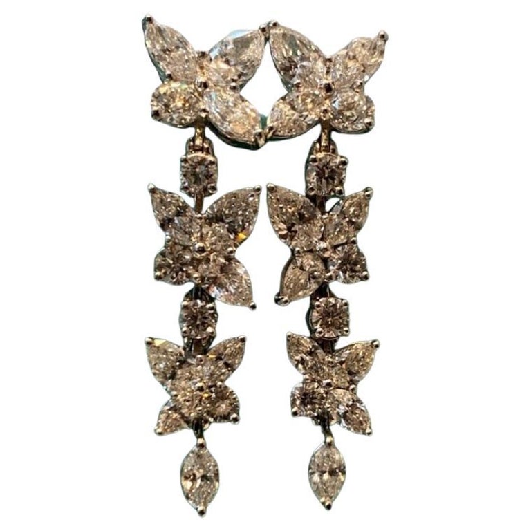Tiffany Co Victoria Drop earrings mixed cluster For Sale at 1stDibs