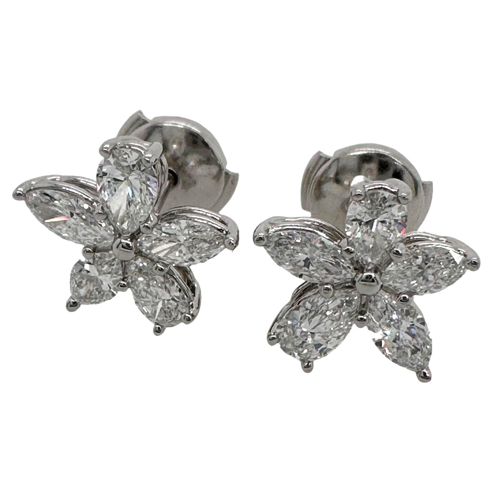 Tiffany and Co. Victoria Mixed Cluster 1.77 Tcw Diamond Earrings ...
