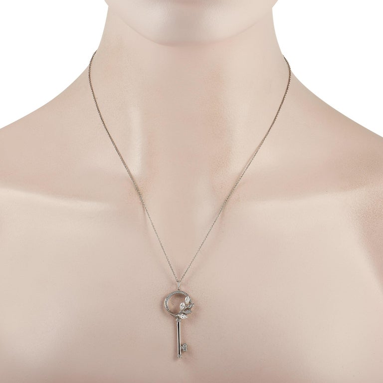 Tiffany and Co. Victoria Platinum 0.44 Ct Diamond Key Pendant Necklace ...