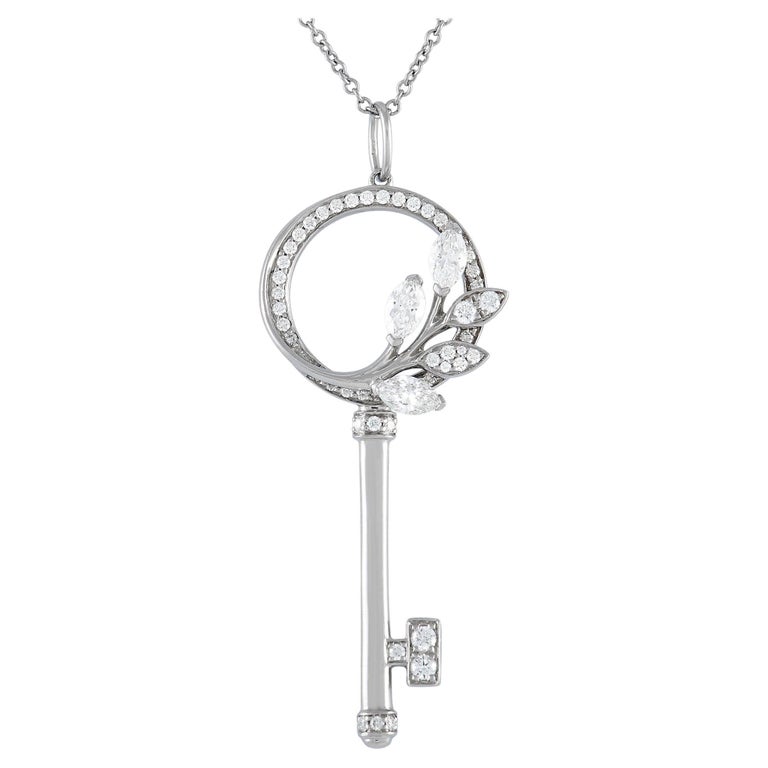 Tiffany and Co. Victoria Platinum 0.44 Ct Diamond Key Pendant Necklace ...