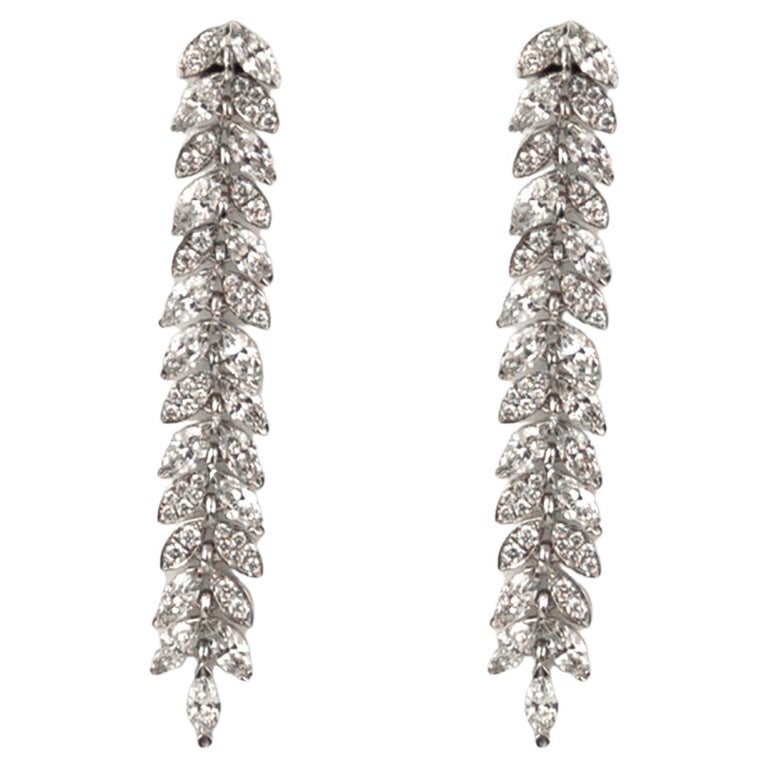 Tiffany and Co. "Victoria" Platinum Diamond Vine Earrings For Sale at ...