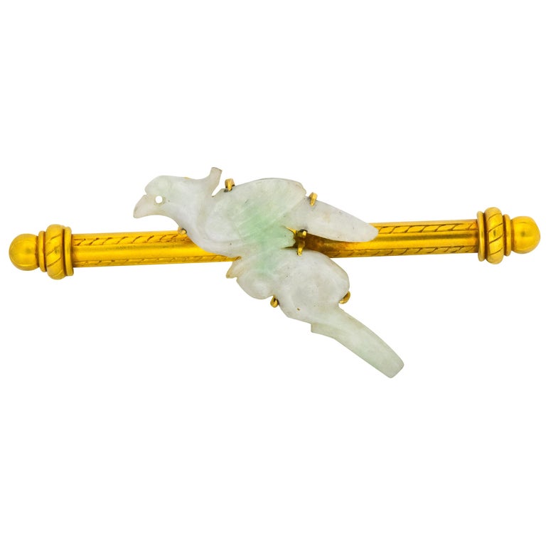 Tiffany and Co. Victorian Jade 18 Karat Gold Bird Brooch, circa 1880 ...