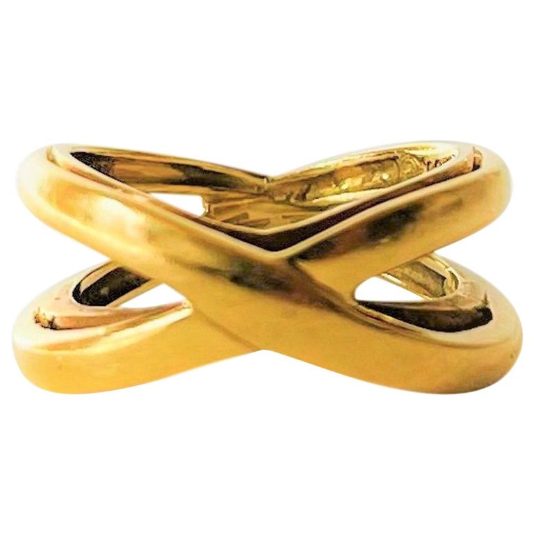 Tiffany and Co. Vintage 18 Karat Yellow Gold Crossover Double Band X ...