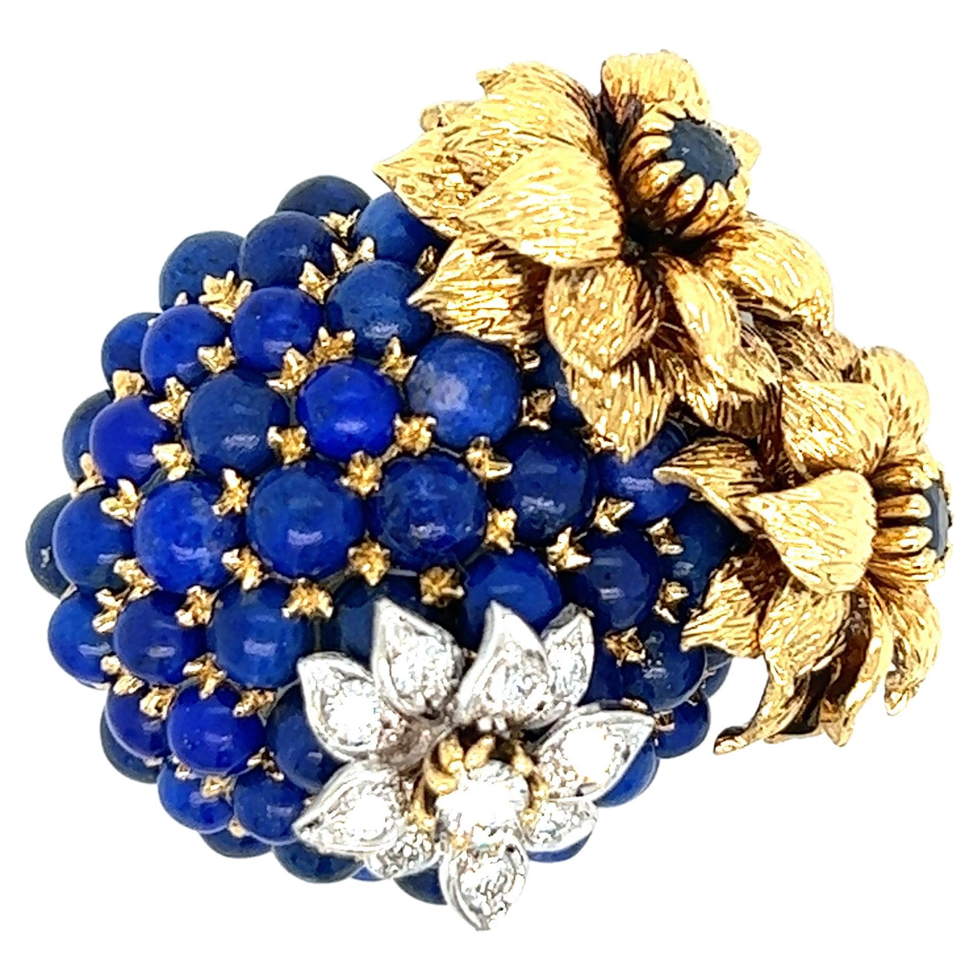 Tiffany and Co. Lapis Diamond Crab Brooch at 1stDibs