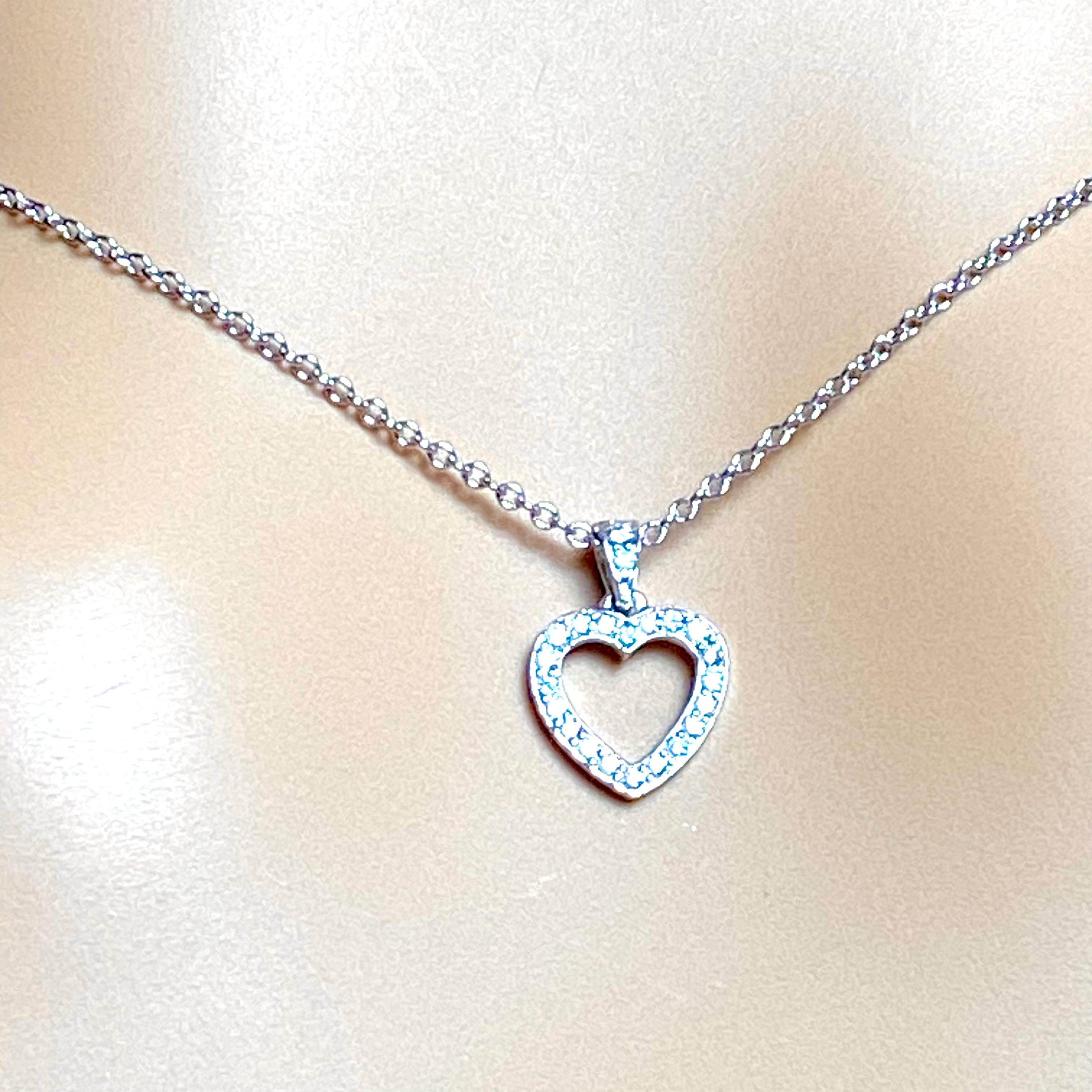 Tiffany Co Vintage Metro Platinum Diamond Open Heart 16 45 Inch Pendant