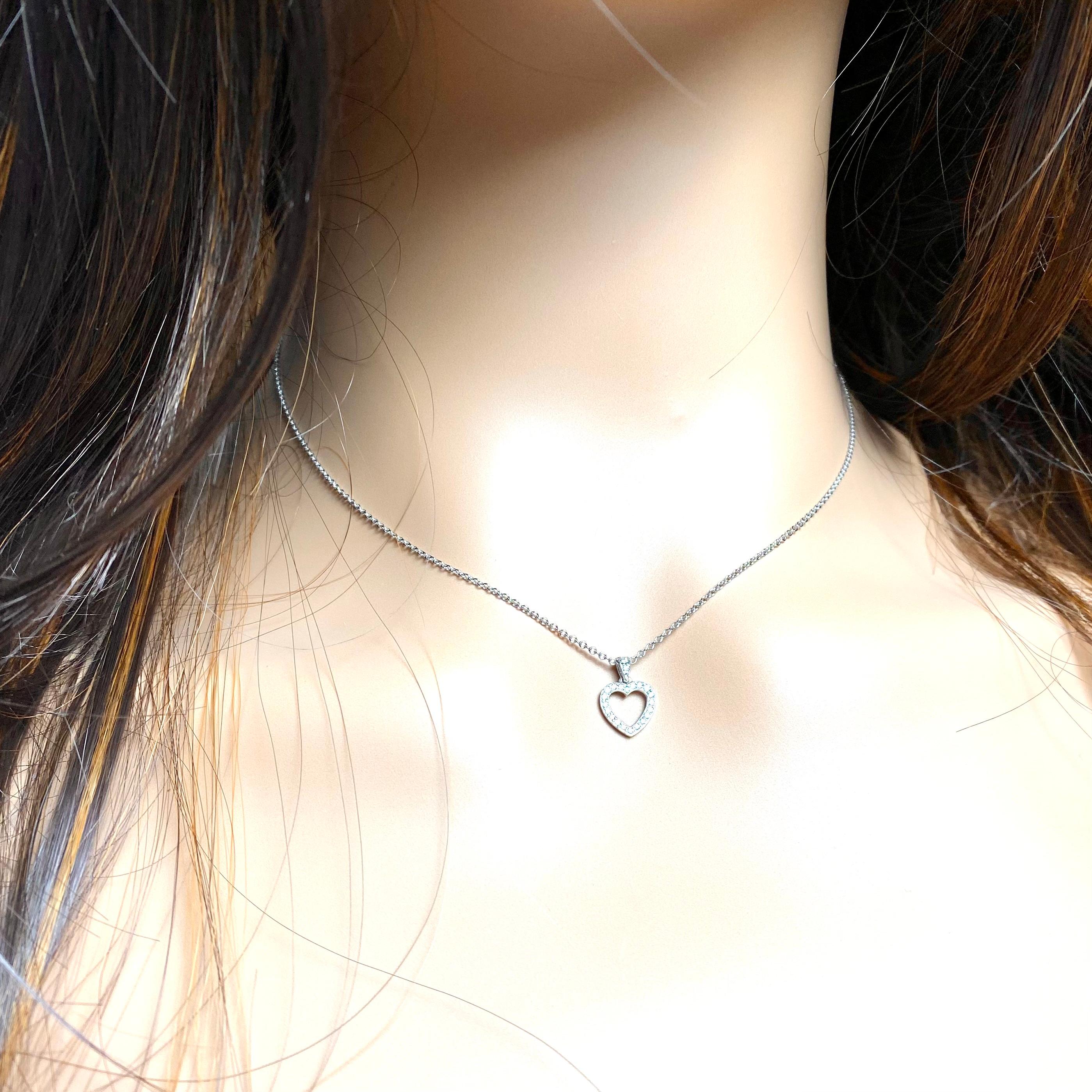 Tiffany Co Vintage Metro Platinum Diamond Open Heart 16.45 Inch Pendant ...