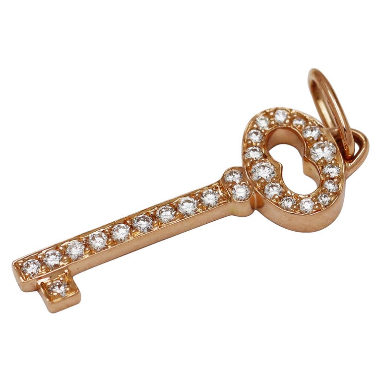 Tiffany and Co. 'Vintage Oval' Rose Gold Diamond Key Charm at 1stDibs