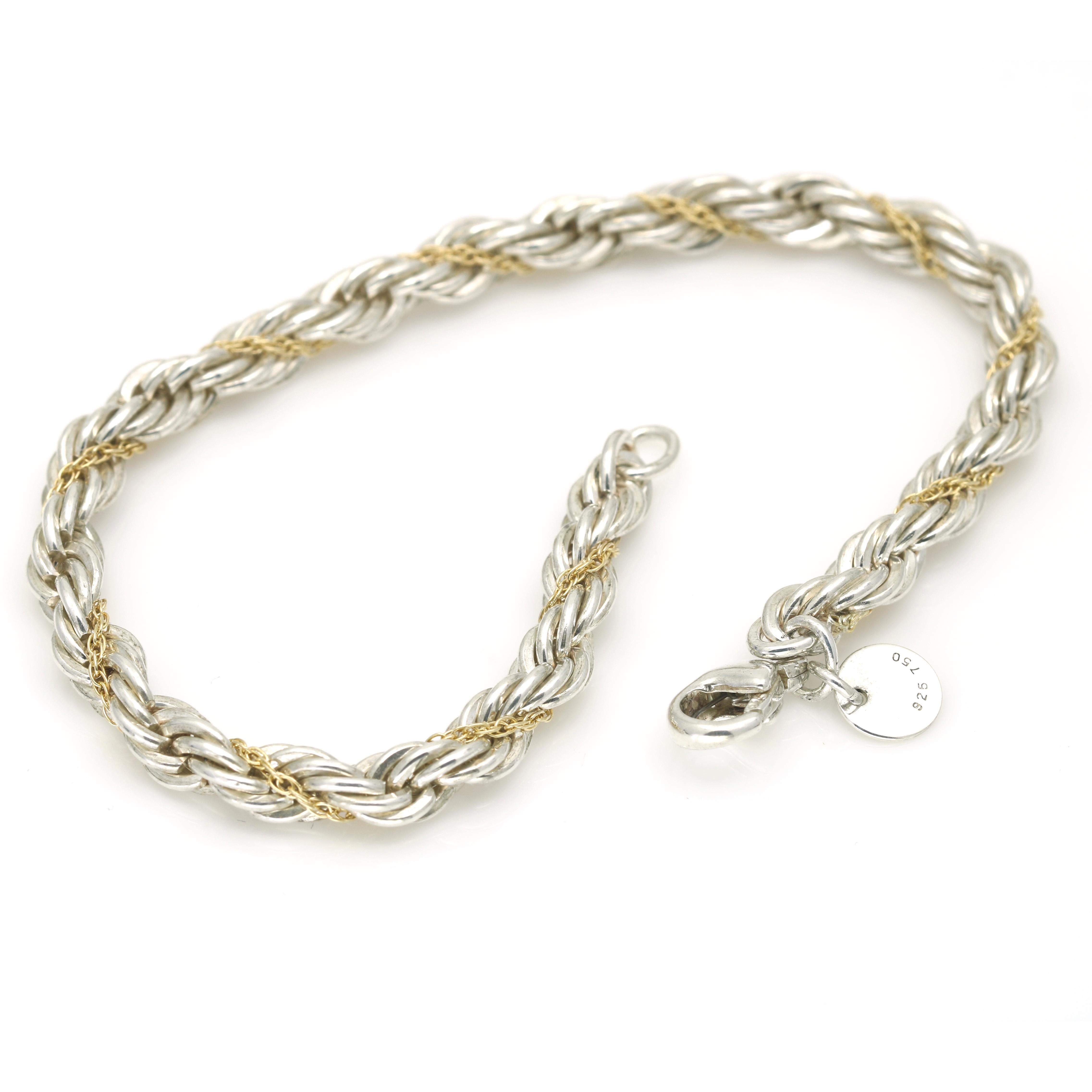 Tiffany and Co. Vintage Rope Bracelet in Sterling Silver and 18k Yellow ...